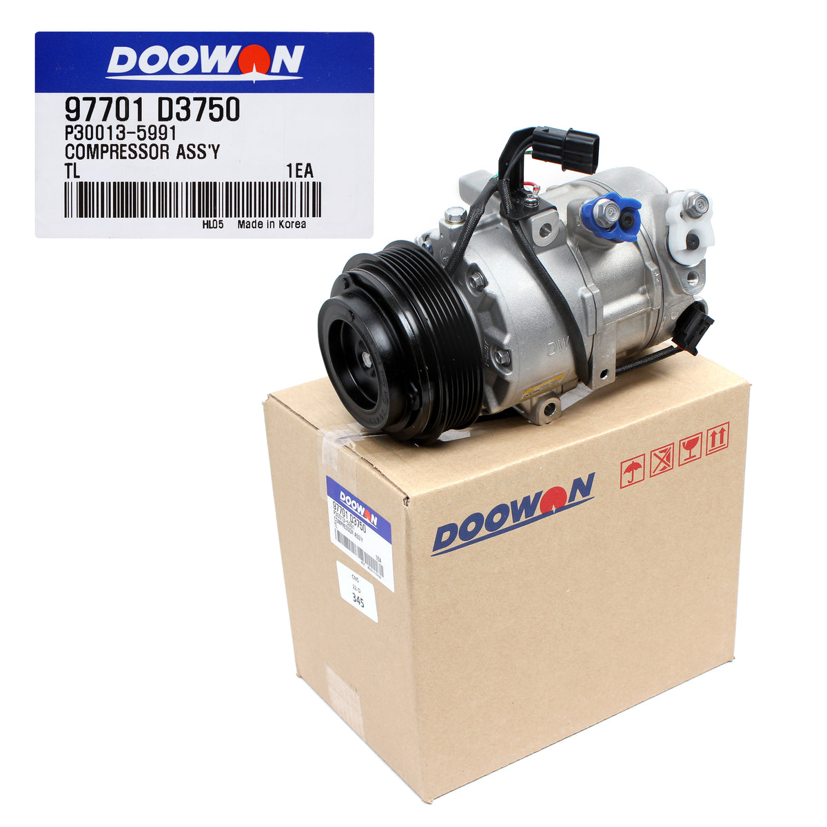 DOOWON OEM AC Compressor DVE16N for 19-21 Hyundai Tucson 97701D3750 ...